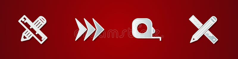 Set Crossed Ruler and Pencil, Arrow, Roulette Construction and Icon ... Set Crossed Ruler and Pencil, Arrow, Roulette Construction and Icon ...
