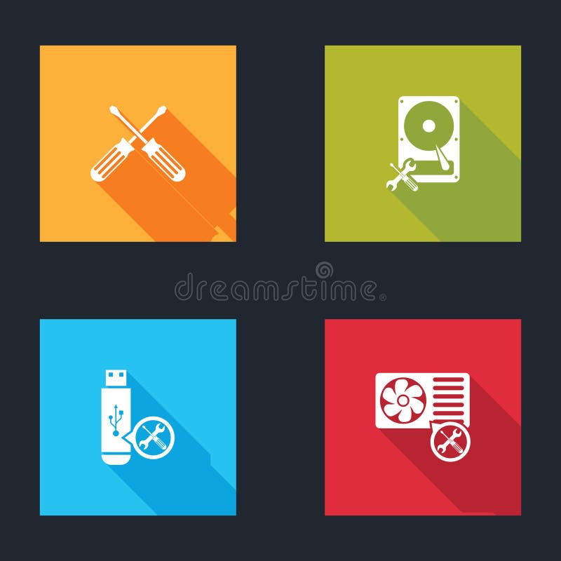 Set Crossed Screwdrivers, Hard Disk Service, USB Flash and Air ...