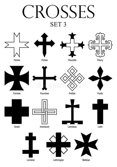 Set of Crosses with Names on White Background. Size A4 Stock Vector ...