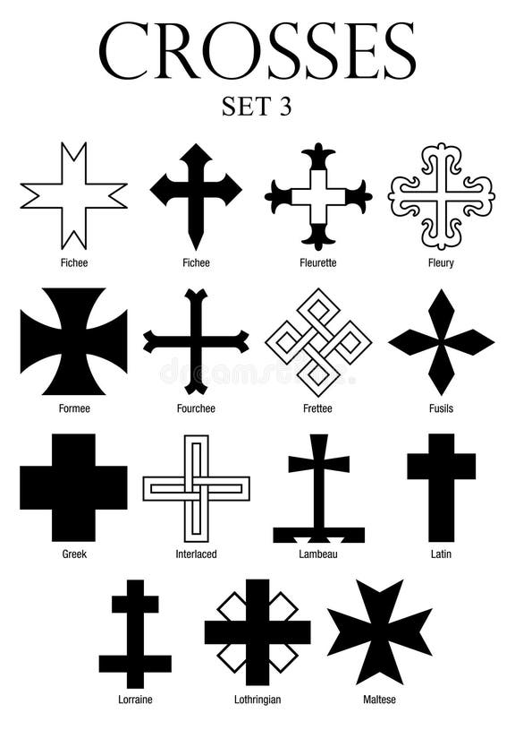 Set of Crosses with Names on White Background. Size A4 Stock Vector ...
