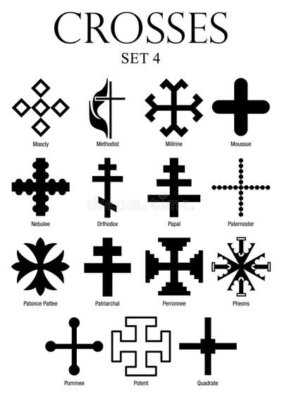 Set of Crosses with Names on White Background. Size A4 Stock Vector ...