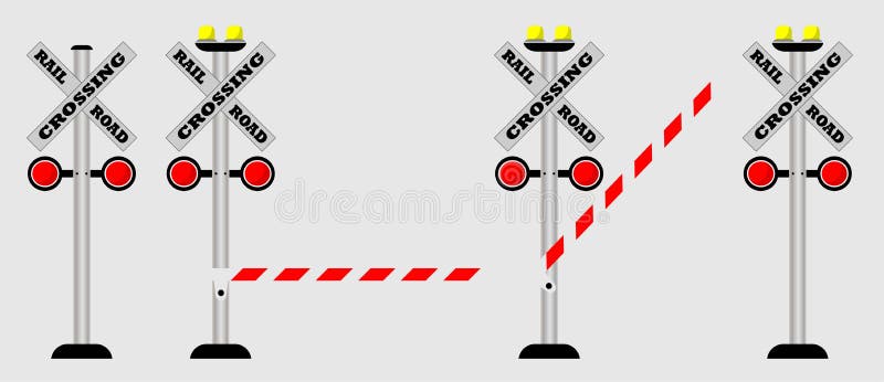 Set of Crossing Rail Road Sign Vector Stock Illustration - Illustration ...