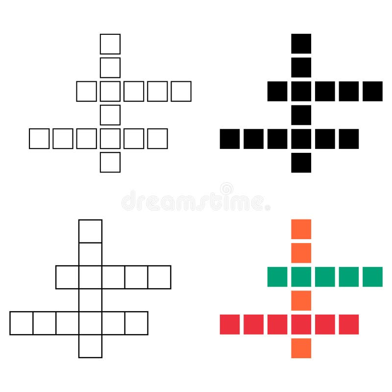 Set of Crossword Concept Icon, Cross Word Graphic, Web Flat Vector ...