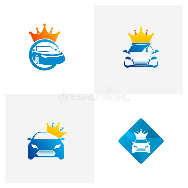 Set of Crown Car Logo Vector Template, Creative Car Logo Design ...