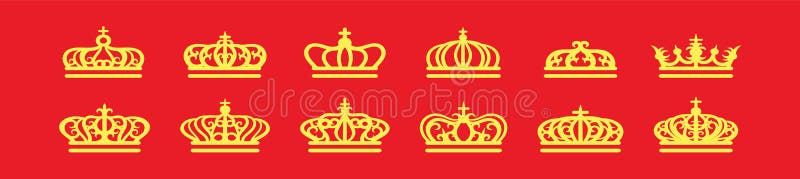 Set of Crown Cartoon Icon Design Template with Various Models. Vector ...