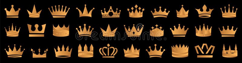 Set of Crown Icons. Golden Crown Icon Collection Stock Vector ...