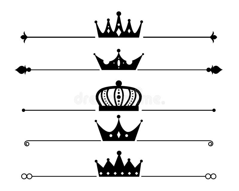 Set of Crown Separator or Border Design Stock Vector - Illustration of ...