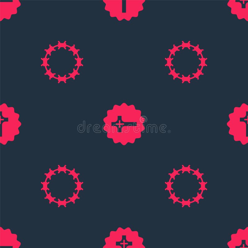 Set Crown of Thorns and Christian Cross on Seamless Pattern. Vector ...