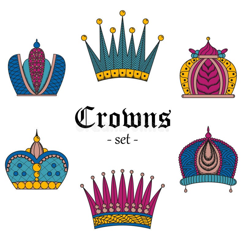 A Set of Crowns for Design. Stock Vector - Illustration of crowns ...