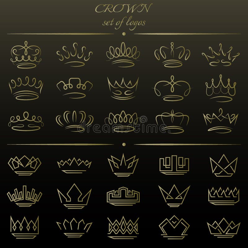 A Set of Crowns of Different Colors. a Collection of Icons with a Crown ...