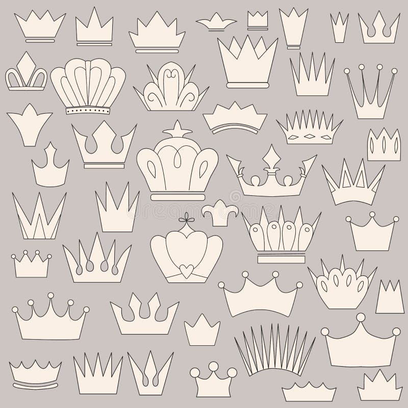 Set of Crowns, Sketch on a Gray Background Stock Vector - Illustration ...
