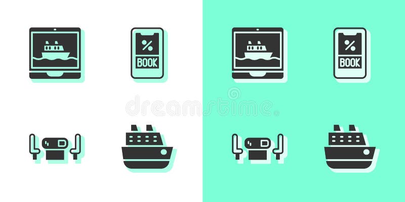 Set Cruise Ship, , Poker Table and Ticket Icon. Vector Stock Vector ...