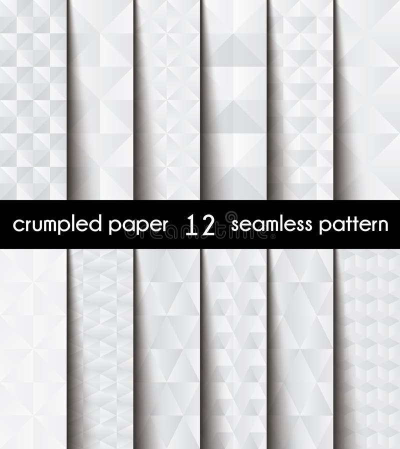 Set Crumpled Paper with Geometric Seamless Pattern Stock Vector ...