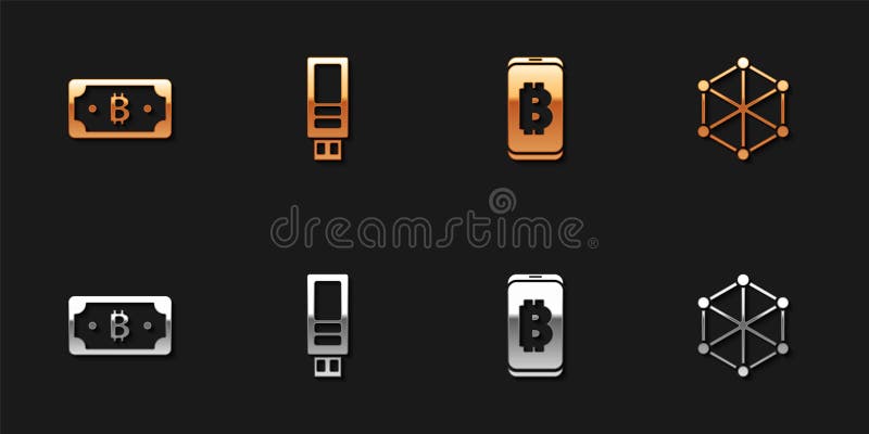 Set Cryptocurrency Bitcoin, USB Flash Drive, Mining from Mobile and ...