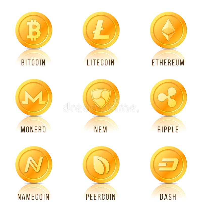 Set of Cryptocurrency Coin Symbols, Icons, Signs, Emblems. Editorial ...