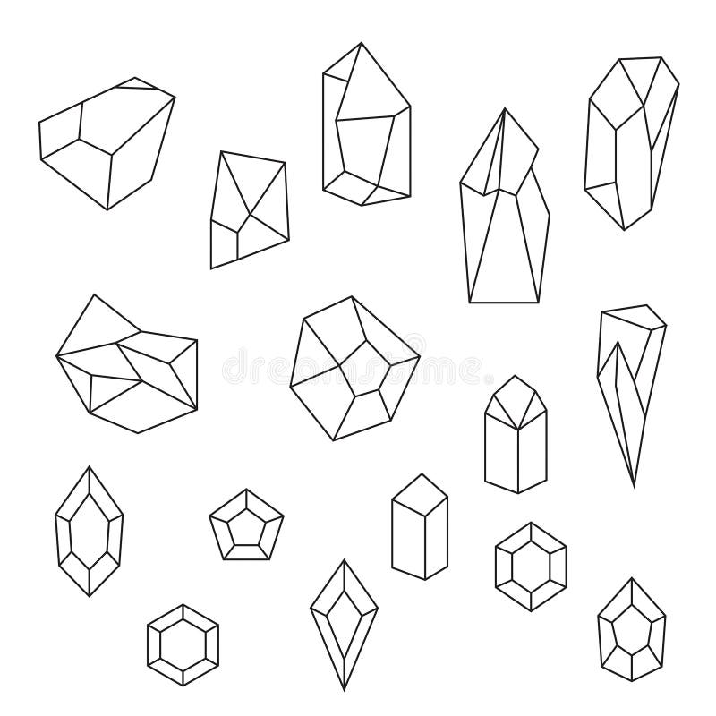 Set of Vector Crystal Shapes Stock Vector - Illustration of black ...