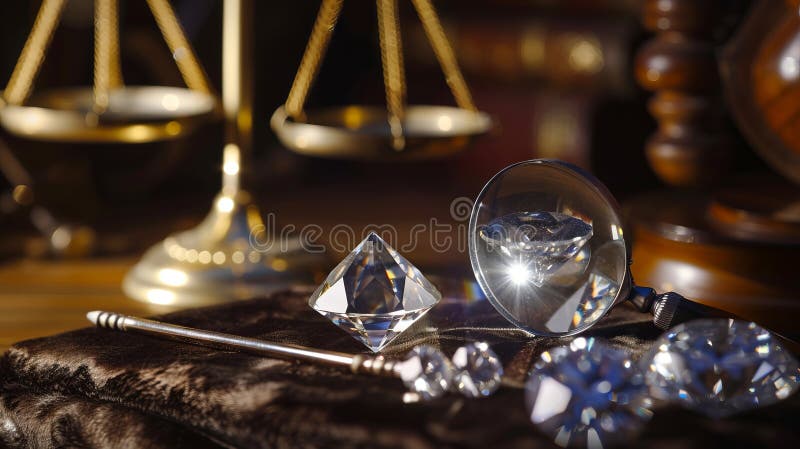 A Set of Crystals and a Scale on a Table Stock Photo - Image of ...