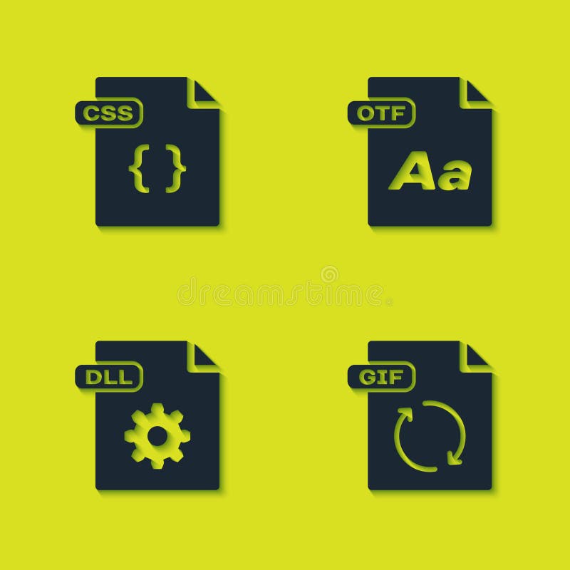 Set CSS File Document, GIF, DLL and OTF Icon. Vector Stock Vector ... Set CSS File Document, GIF, DLL and OTF Icon. Vector Stock Vector ...