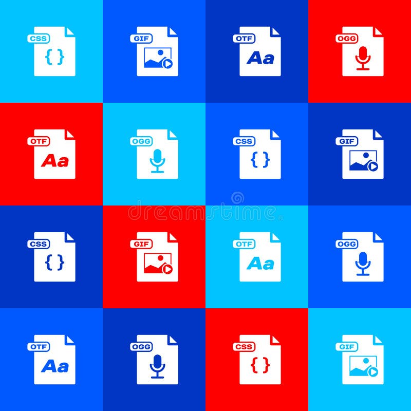 Set CSS File Document, GIF, OTF and OGG Icon. Vector Stock Vector ... Set CSS File Document, GIF, OTF and OGG Icon. Vector Stock Vector ...
