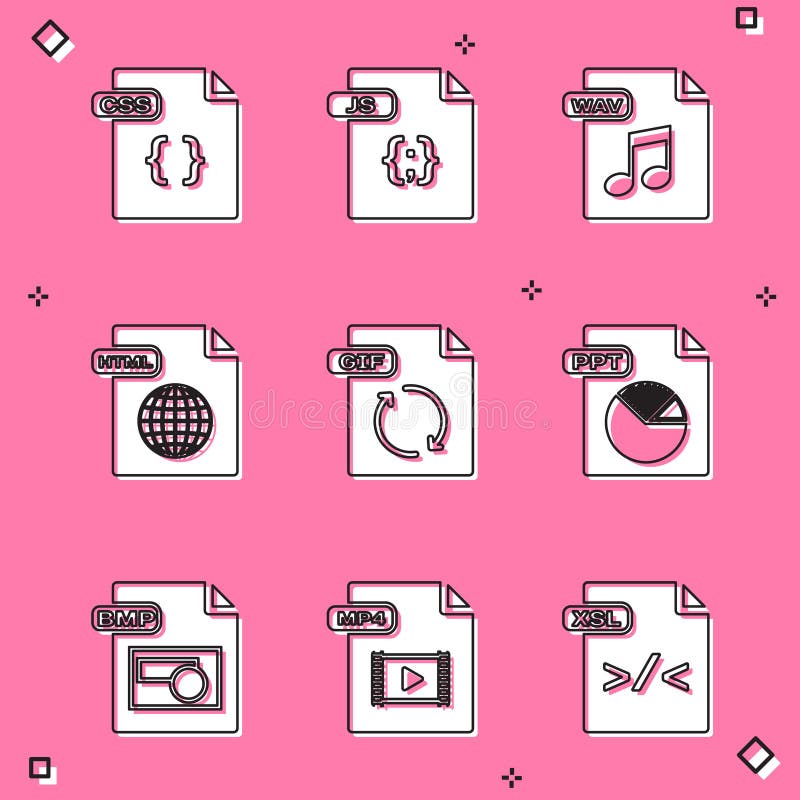 Set CSS File Document, JS, WAV, HTML, GIF, PPT, BMP and MP4 Icon ... Set CSS File Document, JS, WAV, HTML, GIF, PPT, BMP and MP4 Icon ...