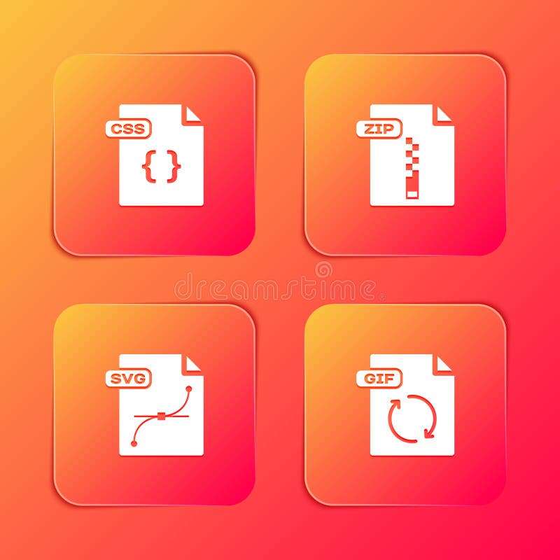 Set CSS File Document, ZIP, SVG and GIF Icon. Vector Stock Vector ... Set CSS File Document, ZIP, SVG and GIF Icon. Vector Stock Vector ...