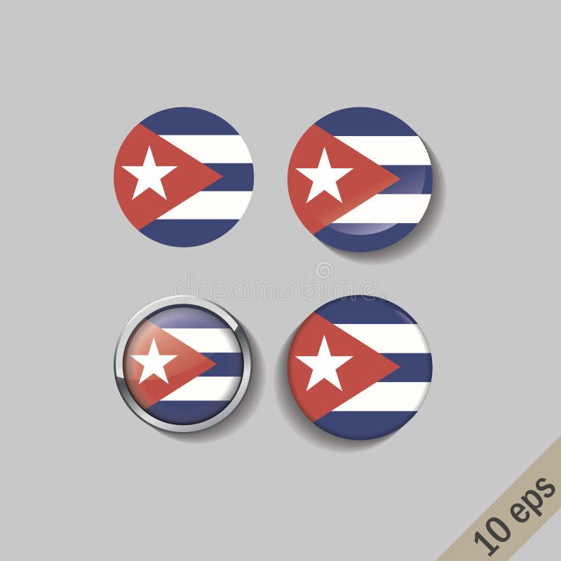 Set of CUBA Flags Round Badges. Stock Vector - Illustration of flat ...