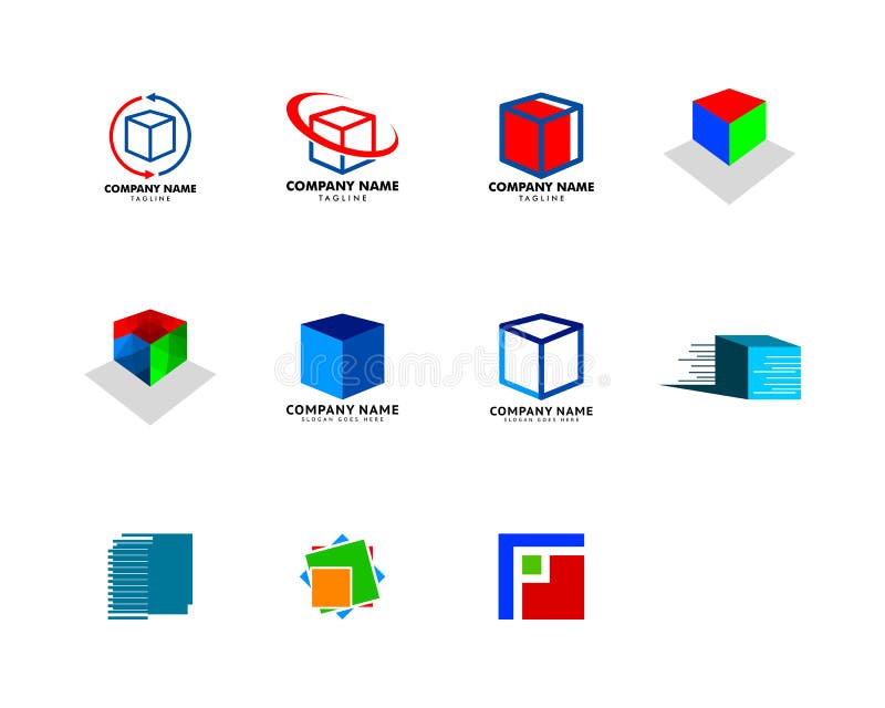 Set of Cube Icon Vector Illustration Logo Design Element Stock Vector ...