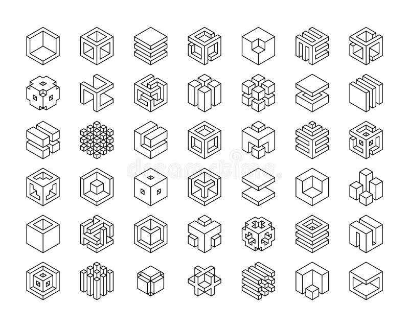 Cube Logo Vector Design. Cubes 3d Set Template Graphic Elements Stock ...