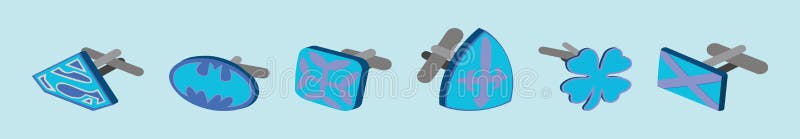 Set of Cufflink Cartoon Icon Design Template with Various Models ...