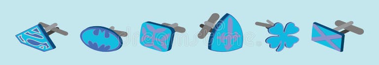 Set of Cufflink Cartoon Icon Design Template with Various Models ...