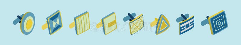 Set of Cufflink Cartoon Icon Design Template with Various Models ...