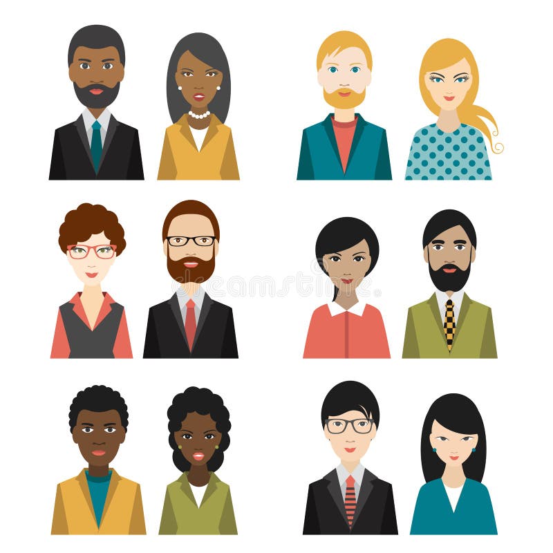 Set of Cultural Character Heads. Stock Illustration - Illustration of ...