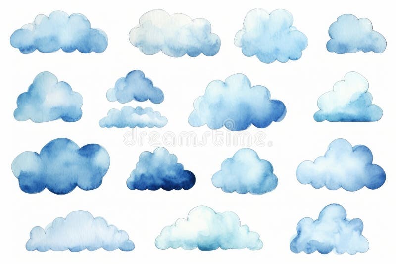Set of Cumulus Clouds for Weather Forecast on a White Background ...