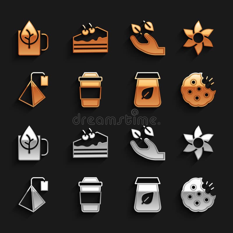 Set Cup of Tea, Flower, Cookie or Biscuit, Tea Packaging, Bag, Leaf ...