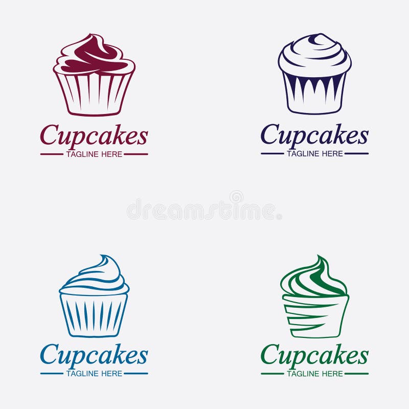 Set Cupcake Logo Design Vector Template. Cupcakes Bakery Icon Stock ...