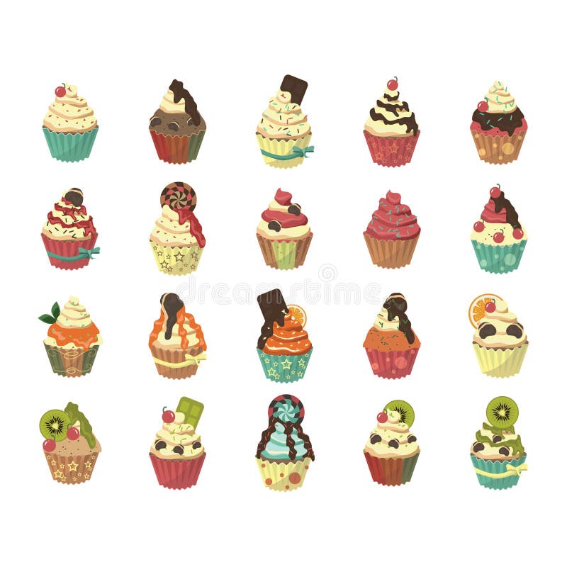 Set of Cupcakes. Vector Illustration Decorative Design Stock Vector ...