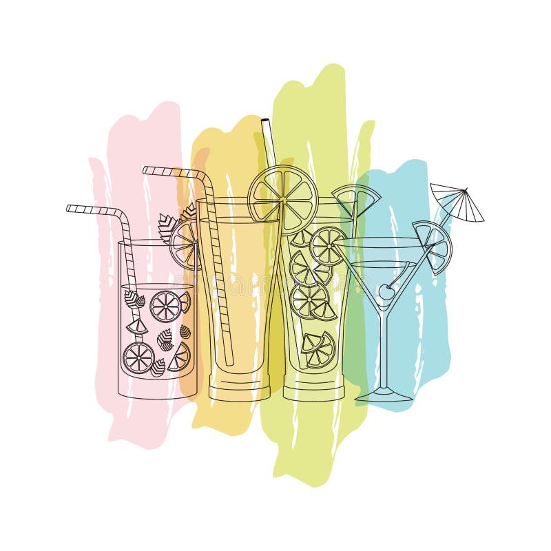 Set cups cocktails icons stock vector. Illustration of party - 145533655