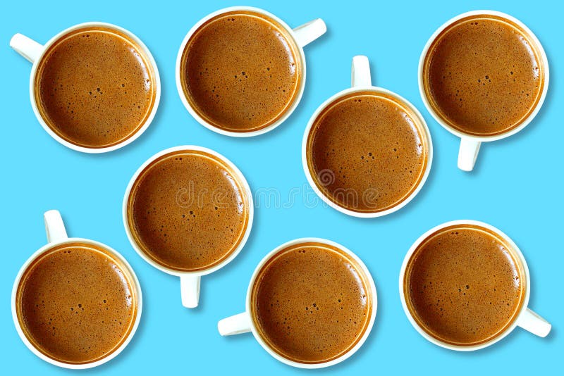Set of the Cups of Coffee on a Blue Background, Minimal Style Stock ...
