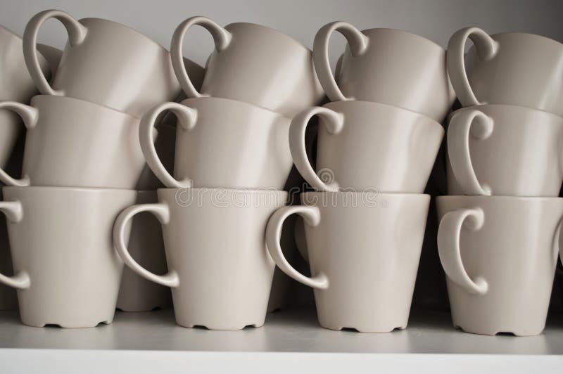 Tea Cups on the Kitchen Wall Stock Photo - Image of scene, gray: 80192342