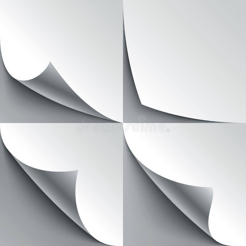 Set of Curled White Paper Page Corners with Stock Vector - Illustration ...