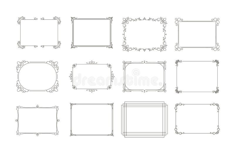 Set Curly Horizontal Rectangular Frames. the Frame with a Pattern is ...