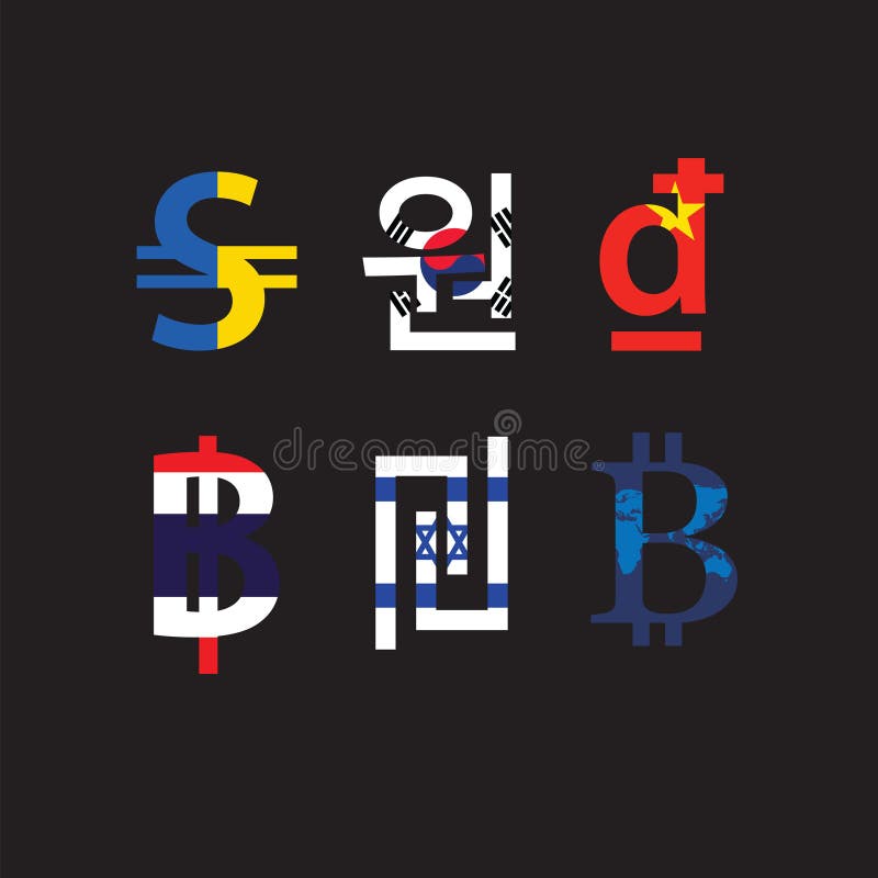 Set of Currency Symbols with Flag Stock Vector - Illustration of money ...