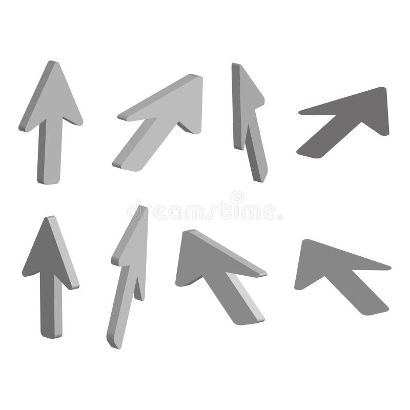 Set of Cursor Arrows in 3D Style. Vector Illustration. EPS 10 Stock ...
