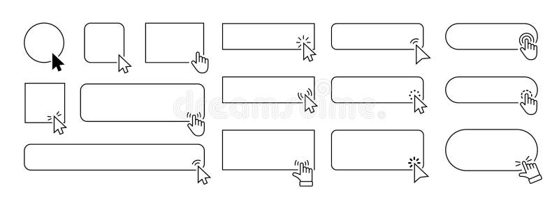 Set Of Cursor Computer Mouse Click Cursor Gray Arrow Icons Set And
