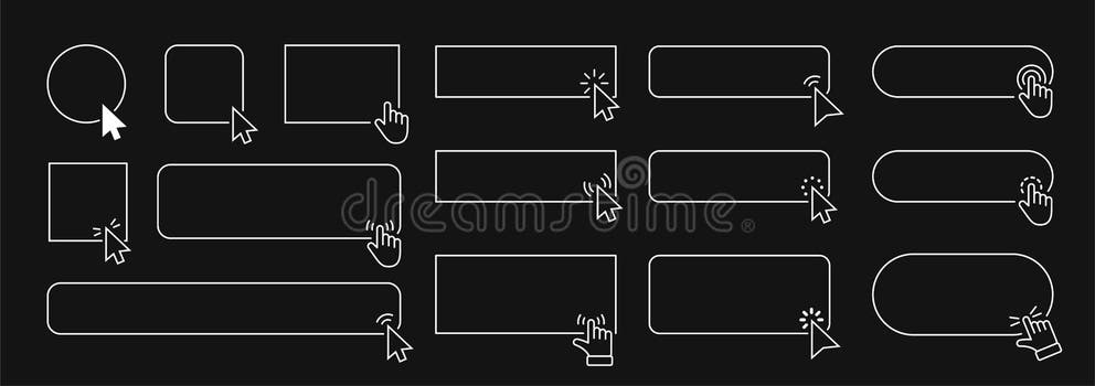 Set Of Cursor Computer Mouse Click Cursor Gray Arrow Icons Set And Loading Icons Cursor Icon