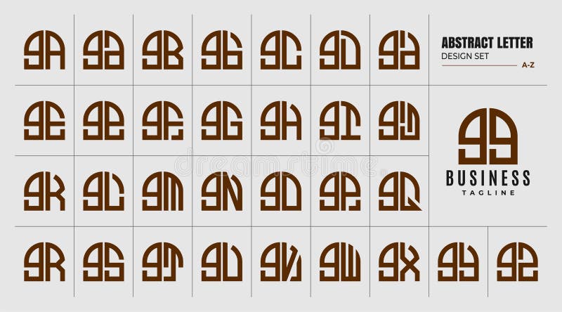 Set of Curve Abstract Shape Lowercase Letter G GG Logo, Number 9 99 ...