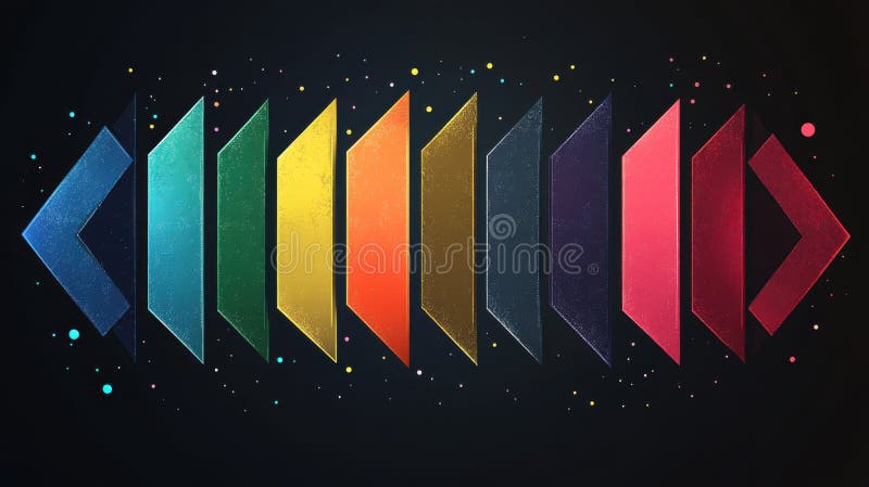 Set of Curved Multi-colored Arrows on a Black Background. Stock ...