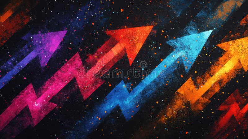 Set of Curved Multi-colored Arrows on a Black Background. Stock Photo ...