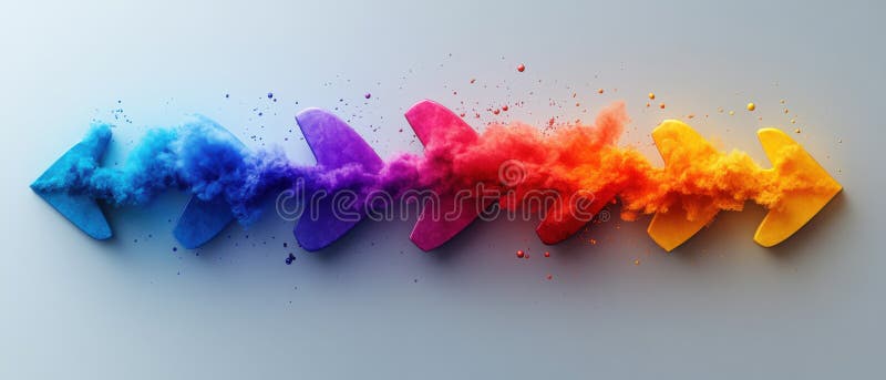 Set of Curved Multi-colored Arrows on a Gray Background. Stock ...