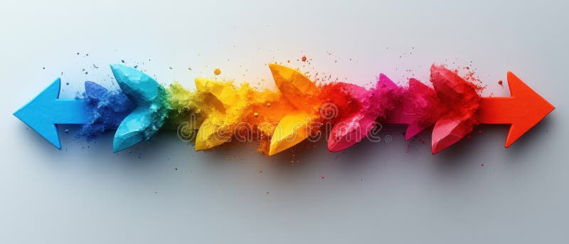 Set of Curved Multi-colored Arrows on a Gray Background. Stock ...